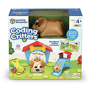 Learning Resources Coding Critters Ranger & Zip,22 Piece Set, Ages 4+, Screen-Free Early Coding Toy for Kids, Interactive STEM Coding Pet, Gifts for Boys and Girls