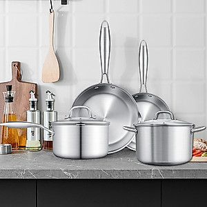 Buttermelt 2.5 Quart Stainless Steel Saucepan with Steamer Basket, Tri-ply Full Body, Multipurpose Sauce Pot with Two-Size Drainage Holes Lid, Perfect For Boiling Gravies, Pasta, Noodles