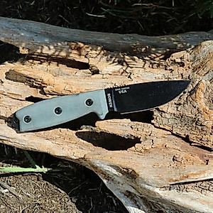 ESEE Knives Model 3P-B Fixed Blade Knife, Black Molded Polymer Sheath, Ambidextrous Belt Clip Plate