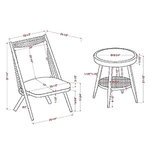 24/7 Shop at Home Finegan Mid-Century Modern Aluminum 3-Piece Bistro Set with Removable Cushions for Outdoor Kitchen, Patio, Pool Area, Gray