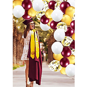 Graduation Decorations Maroon Gold 2024/Burgundy Gold Graduation Party Decorations/Burgundy Gold White Balloons 40pcs ASU/FSU Fall Bridal Shower Wedding/Fall Burgundy Birthday Decorations Women