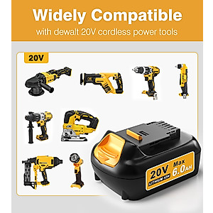 COMRGIKE Upgraded 2Pack 6.0Ah Replacement for Dewalt 20V Battery Compatible with Dewalt 20V Max Battery DCD/DCF/DCG/DCS Series Tools for Cordless Power Tools…