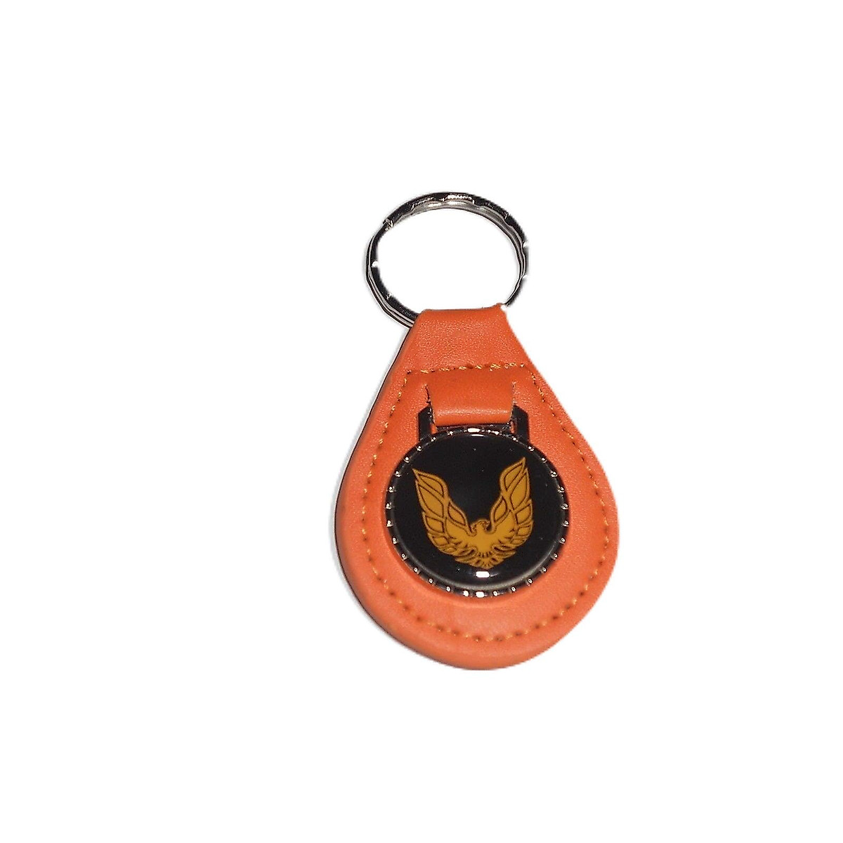 FIREBIRD OR TRANS-AM GOLD BIRD LOGO LEATHER KEYCHAIN - PUMPKIN