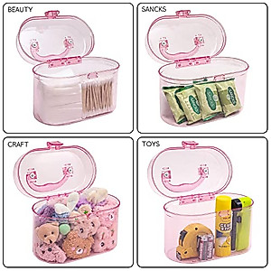 Plastic Square Storage Bin-Cabinet,Gift Box Portable Vanity Organizer with Secure Lid and Handle, Clear Container Box for Toiletries (1 Red Box + 1 Middle Box + 1 Small Box)