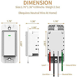 Alexa Light Switch, Double Smart WiFi Light Switches, Smart Switch 2 Gang Compatible with Alexa and Google Home, Neutral Wire Needed, with Remote Control, Timing Schedule, No hub Required (2Pack)