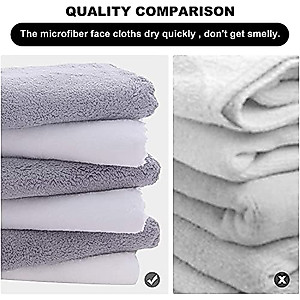 MOONQUEEN 30 Pack Microfiber Face Towel - Premium Soft Makeup Remover Cloths (White-Grey, 30 Pack)