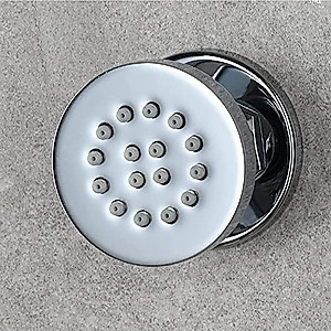 Yalsfowe Round Shower Body Sprays Chrome, 2 Inches Shower Jets System, Brass Spa Massage Showerhead Wall Mounted, Angle Adjustable, High Pressure Shower Head,1pcs