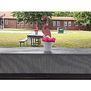 2 Pcs Disposable Black White Stripe Plastic Tablecloth, 108 Inch x 54 Inch Ractangle Tablecover, for Party, Dance and Picnic (2pcs- Black White Stripe)