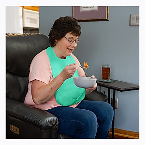 BraceAbility Silicone Adult Bib for Eating - Washable Clothing Protector, Crumb Catcher for Elderly Men, Women, Home Care