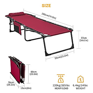 KingCamp Cot, One Size, Wine