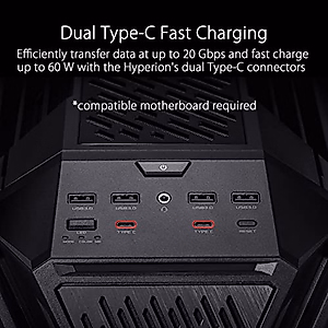 ASUS ROG Hyperion GR701 EATX Full-Tower Computer case with semi-Open Structure, Tool-Free Side Panels, Supports up to 2 x 420mm radiators, Built-in Graphics Card Holder,2X Front Panel Type-C