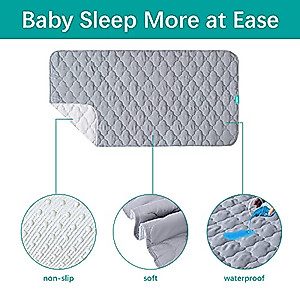 Waterproof Crib Mattress Protector Pad & Crib Skirt Grey Pleated Dust Ruffle