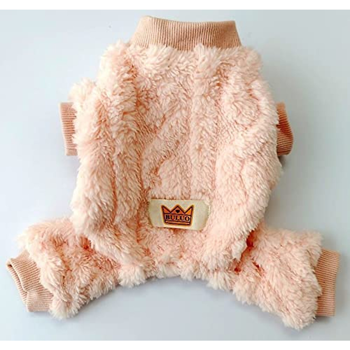 ChezAbbey Pets Dog Costume Plush Dog Pajamas for Cold Weather 4 Legged Clothes for Dog Cat Stretchy Puppy Kitten Onesie with Buttons Warm Soft Pet Jumpsuit Winter Coat