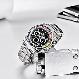 Pagani Design Men's Watch Multifunction Men's Sports Clock Quartz Chronograph Japan VK63 Movement Stainless Steel Strap Automatic Date 100M Water Resistant 2022 (Crystal Color Black)