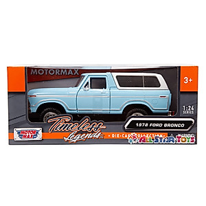 1978 Ford Bronco 1:24 Diecast Model Car SUV Motormax 79373 (Light Blue)