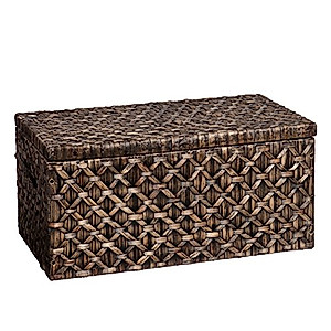Southern Enterprises Water Hyacinth Diamond Weave Storage Trunk, Blackwashed Finish