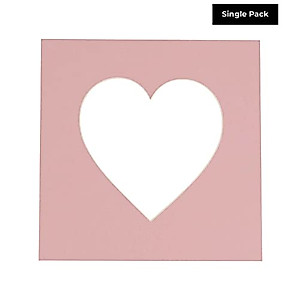16x16 Mat Bevel Cut for 12x12 Photos - Precut Pink Heart Shaped Photo Mat Board Opening - Acid Free Matte to Protect Your Pictures - Bevel Cut for Family Photos, Pack of 1 Matboard Show Kit With Acid