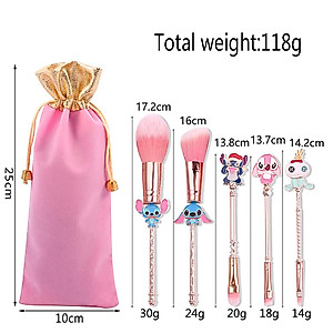 Interstellar Baby Makeup Brushes Set, 5Pcs Creative Stitch Theme Cosmetic Makeup Brush, Premium Synthetic Foundation Eyeshades Brush Sets Best Gifts for Teen Girls Women