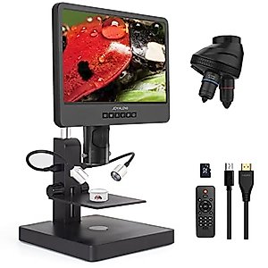 JOYALENS JL249PS 3 Lenses 10 Inch HDMI LCD Digital Microscope, UHD 4000× 24MP Biological Microscope with Prepared Slides, Coin Microscope for Full-Size Coins Error Coins, PC/TV Compatible, 32G Card