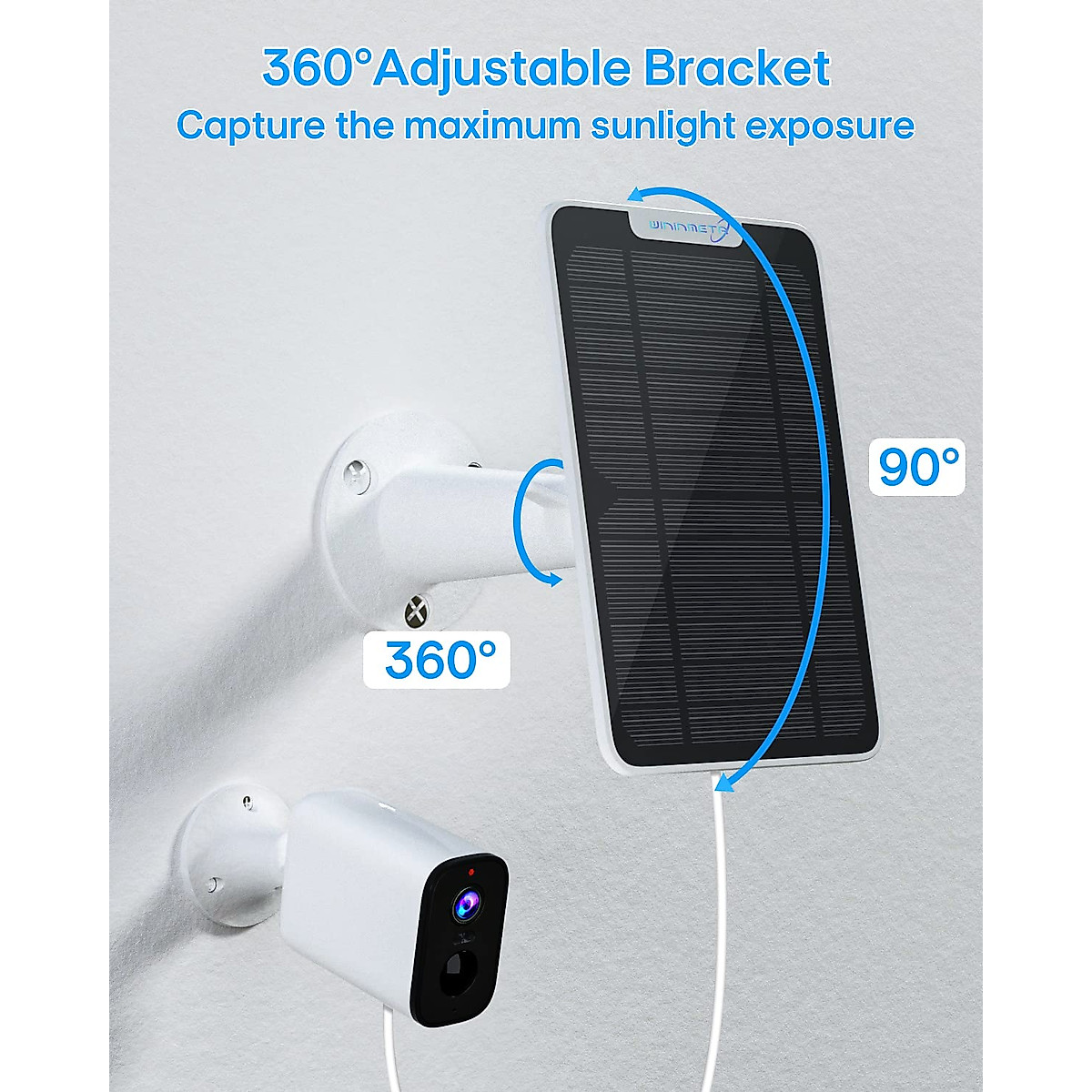 6W Solar Panel Charger Compatible with Arlo Ultra/Ultra 2/Pro 3/Pro 4/Pro 3 Floodlight Security Camera, Solar Panels Charging IP65 Weatherproof w/ 9.8ft Charging Cable Adjustable Wall Mount, 2 Pack