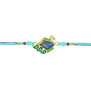 TRIYASHH Peacock Design Rakhi for Brothers Handmade Rakhi for Raksha Bandhan Colorful Beads/Stone Rakhi (D22)