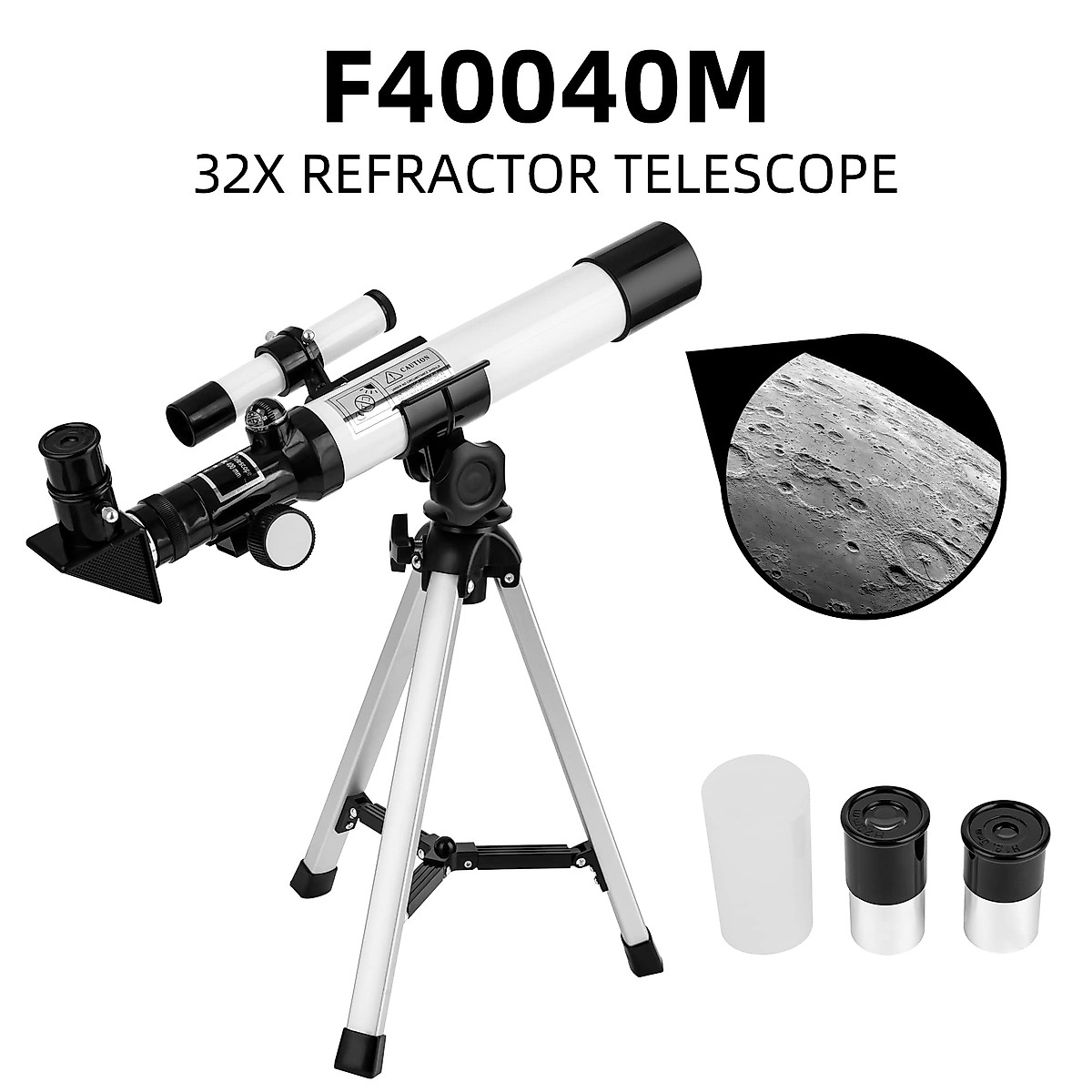 Telescope for Kids Focal Length 400mm Aperture 40mm(400x40mm) with Compass &Tripod& Finder Scope, Refractor Portable Kids' Telescope and Beginners' Telescope for Exploring The Moon and Its Craters