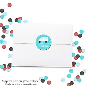 Happy Mail Themed Thank You Postal Worker Appreciation Sticker Labels for Small Businesses, 60 1.5" Circle Stickers by AmandaCreation, Great for Envelopes, Postcards, Direct Mail, & More!
