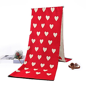 GERINLY Sweet Scarf with Love Heart Print Warm Neck Wraps for Women Chic Valentine's Gift for Lovers Romantic Love (Red)