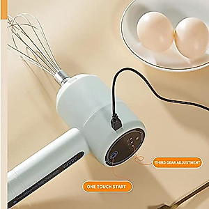 QIUSGE Hand Mixer Electric Eggs Beater Garlic Chopper, Household Small Semi-Automatic Cordless Electric Blender for Kitchen Cooking Baking Cake Egg Cream Yeast Dough (Mint Green)