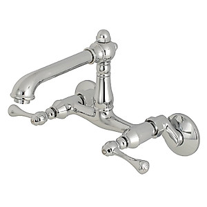 Kingston Brass English Country 6 in. Adjustable Center Wall Mount Kitchen Faucet Antique Brass Antique
