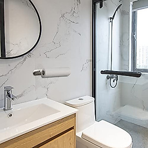 HOUSE DIARY Paper Towel Holder Available in Self Adhesive and Wall Mounted Installation Paper Towel Bar for Kitchen Under Cabinet, Thicken 304 Stainless Steel Paper Towel Rack (Silver)