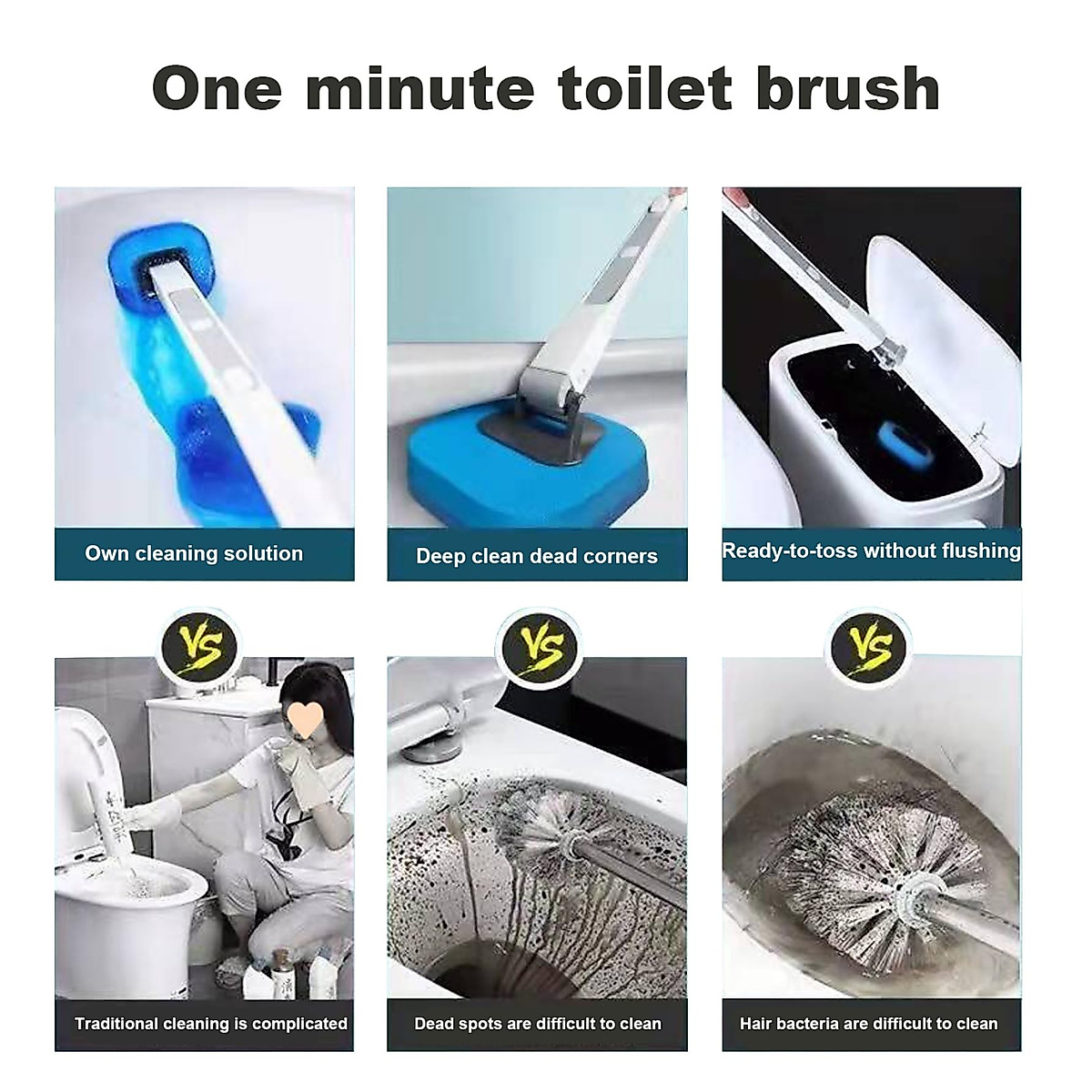 Toilet Wand Kit, 41pcs/Set Disposable Toilet Brush with Refills, Wall Hanging Toilet Bowl Cleaners, Toilet Brush Holder Set for Bathroom Cleaning