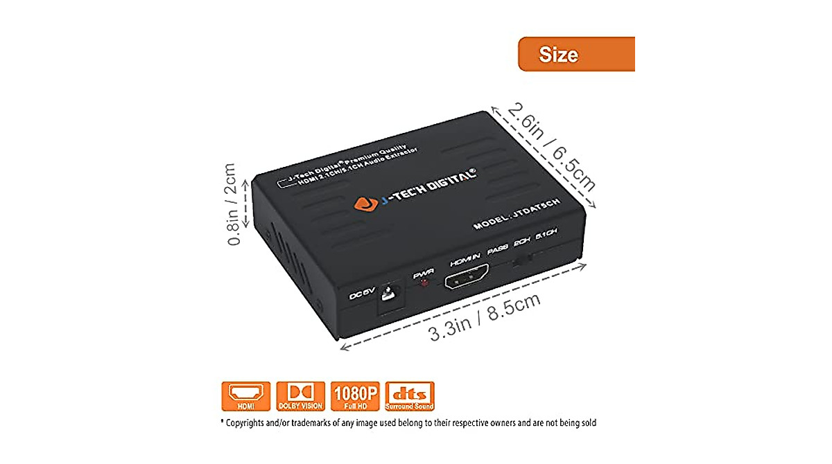 J-Tech Digital HDMI Audio Extractor | 1080P Converter
