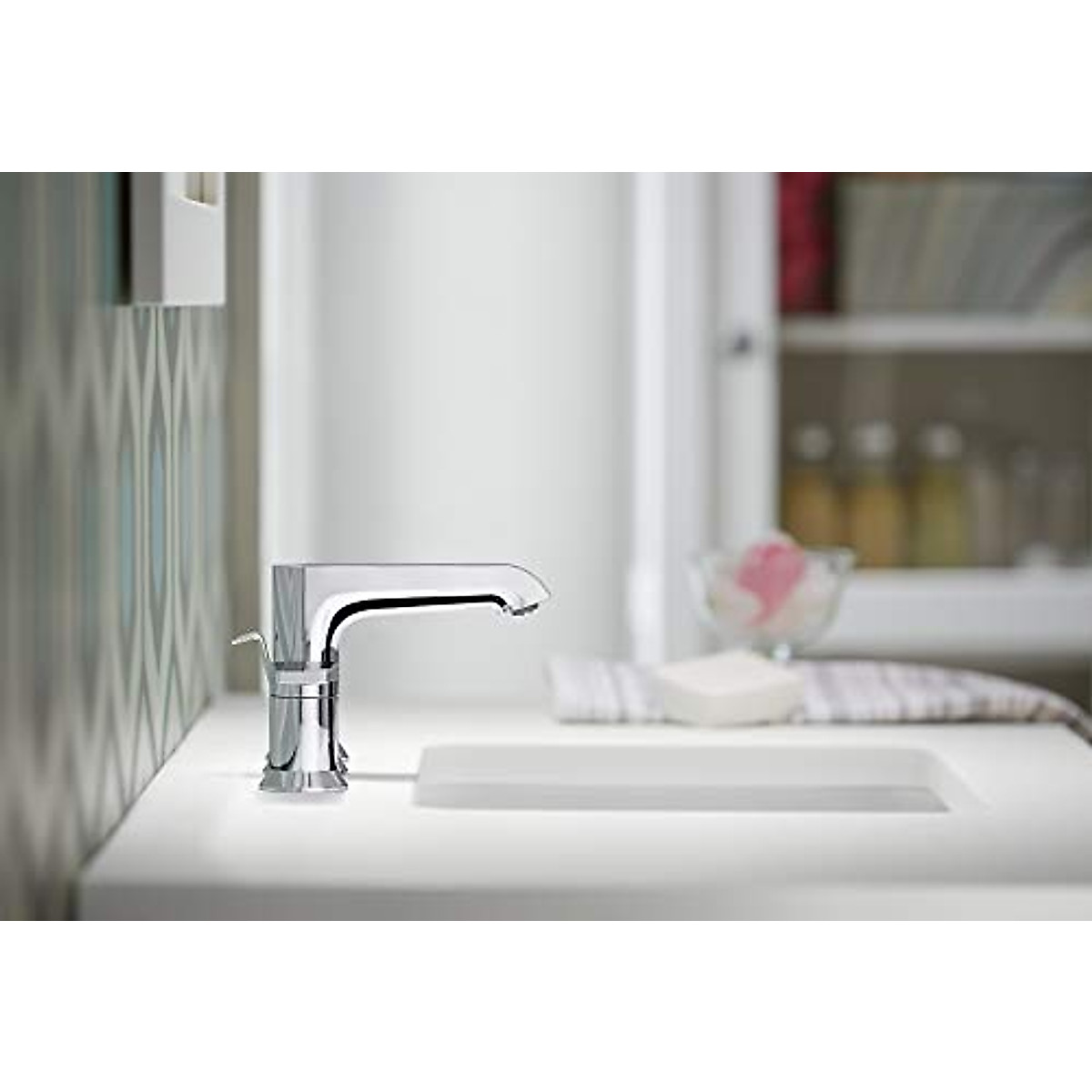 KOHLER 97093-4-CP Hint Widespread Bathroom Faucet with Pop-Up Drain Assembly, 3 Hole 2-Handle Bathroom Sink Faucet, 1.2 gpm, Polished Chrome