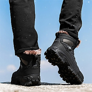 GEXECEUSS Hiking Boots for Mens Breathable Fur Lined Ankle Boots Winter Anti-Slip Snow Boots for Outdoor Backpacking Trekking Walking Trails