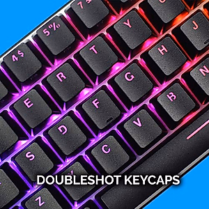 Whirlwind FX Atom 60% Gaming Keyboard: Interactive and Customizable Lighting – Immersive, Reactive RGB Experience (Blue Clicky)