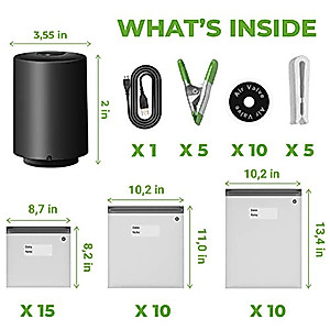 Sous Vide Bags 56 PCS Vacuum Save Sealer - 35 Reusable Vacuum Food Storage Bags for Anova and Joule Cookers - 3 sizes Sous Vide Bag Kit with Pump - 4 Sealing Clips - 4 Sous Vide Bag Clips with Handheld Food Vacuum Sealer