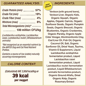 Primal Freeze Dried Raw Cat Food Nuggets Venison, Complete & Balanced Meal or Topper, Premium, Healthy, Grain Free, High Protein Raw Cat Food with Probiotics (5.5 oz)