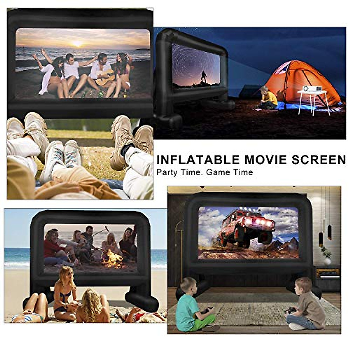 Inflatable Movie Screen Outdoor, OUTTOY Inflatable Projection Screen with Quiet Fan and Storage Bag, Easy Set up, Mega Blow Up Screen for Backyard Movie Night, Theme Parties, Celebrations-16FT