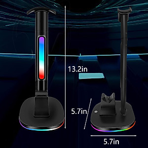 JDGPOKOO PS5 Controller Charging Station with RGB Headphone Stand, PS5 Controller Charger Holder with 2 USB Port, Headset Stand for PlayStation 5 Controller & DualSense Edge Controller Charging Dock