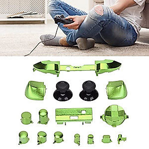 Full Game Controller Plating Button Set, Beautiful Appearance Game Handle Accessories Compatible Unique for Series X(Electroplating Green)