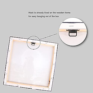 Moon Painting Astronaut Wall Art - Framed Spaceman Print Decoration 12 x 12 Inches Inspirational Outer Space Canvas Picture Bright Moonlight Poster Modern Planet Artwork For Bedroom Living Room Decor