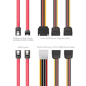 Inateck SATA Data Cable and SATA Power Splitter Cable,ST1003