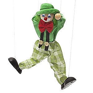 Fun Wooden Clown Marionette Pull String Puppet Vintage Toy for Family Men Women Pretend Play Puppetry Party