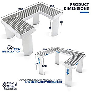 Savvy Shelf Adjustable Pantry & Can Storage Organizer - Storage Kitchen Cabinet Organizer - Pantry Organization & Storage Can Organizer for Pantry & Cupboard