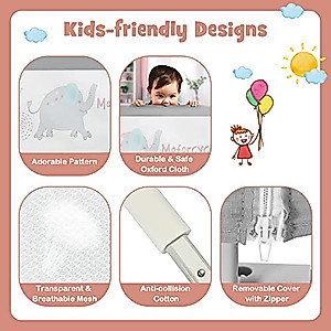 BABY JOY Bed Rail for Toddlers, 77’’ Extra Long, Height Adjustable & Foldable Baby Bed Rail Guard w/Breathable Mesh & Double Safety Child Lock for Kids Twin Double Full Size Queen King Mattress, Gray