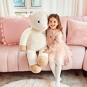IKASA 30" Giant Sheep Stuffed Animal - Jumbo Soft Kawaii Plush Toy for Kids & Girlfriend (White)