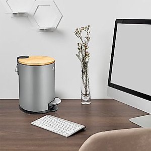 Exitoso Mini Trash Can with Lid - 3L / 0.8Gal - Small Trash Can with Lid for Bathroom - Black Bathroom Trash Can - Stainless Steel Bathroom Garbage Can with Lid - Black Trash Can Bathroom with Lid