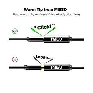 MillSO 1/4 to 3.5mm Instrument Cable, TRS Headphone Adapter 6.35mm Female to 3.5mm Male 1/8 to 1/4 Stereo Audio Adapter for Amplifier, Guitar, Piano, Speaker to Phone, Laptop, Headphone - 12inch/30cm