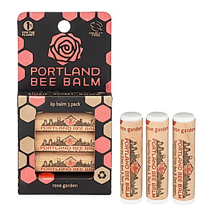 Portland Bee Balm All Natural Handmade Beeswax Based Lip Balm, Rose Garden 3 Count